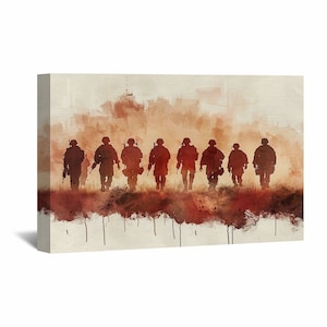 Soldiers Wall Art, Military Wall Decor, Figures Tapestry, Minimalist Canvas Wrap, Industrial ...
