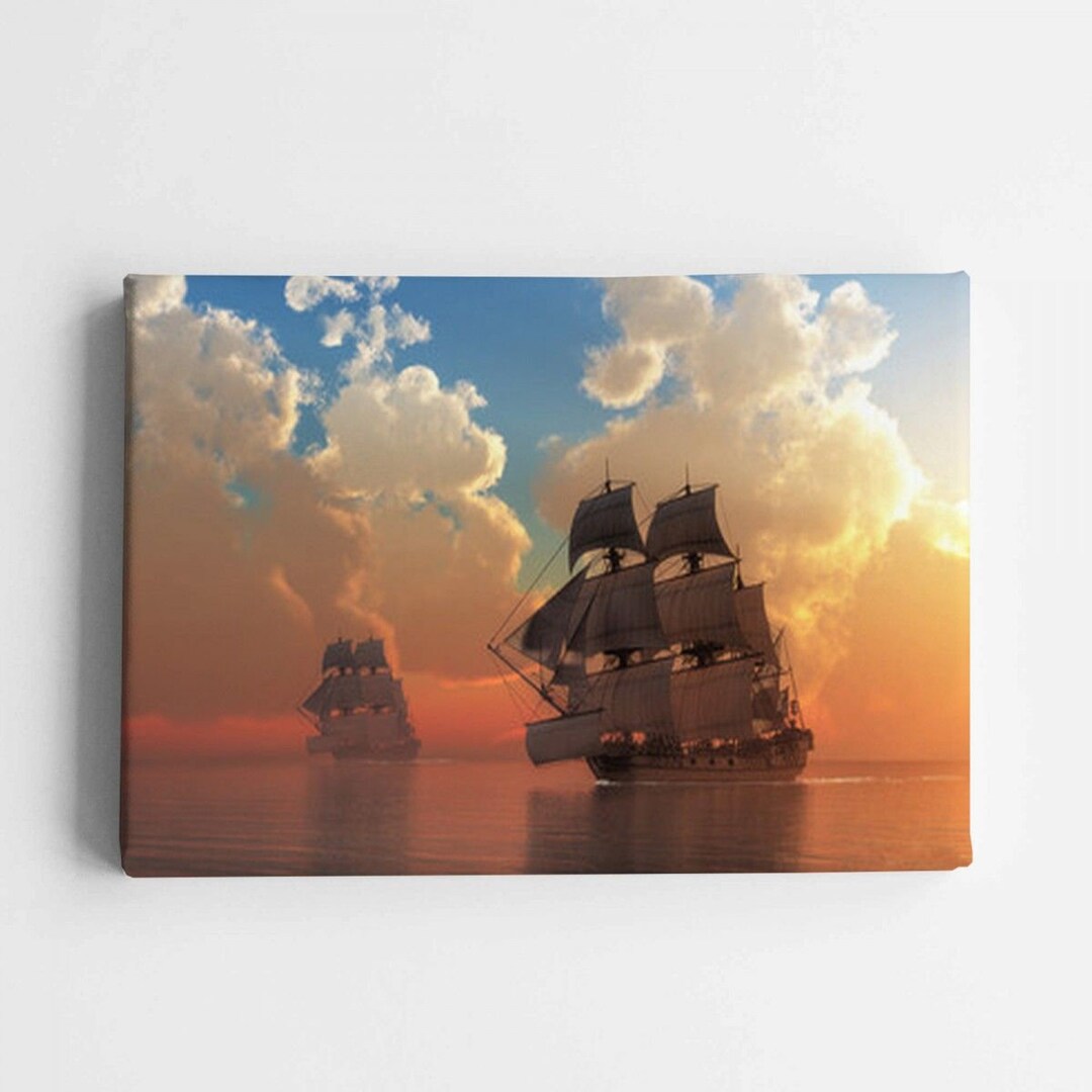 Pirate Canvas Art Galleon Wall Art Boat Ship Wall Decor Pirate Ship ...