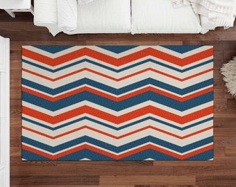 Red White Chevron Rug - Etsy