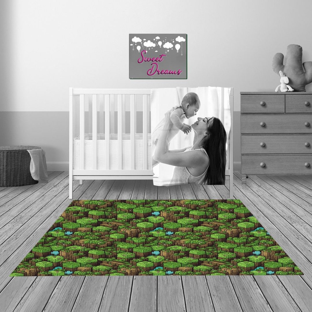 Minecraft Nursery Decor Games Nursery Rug Green Baby - Etsy