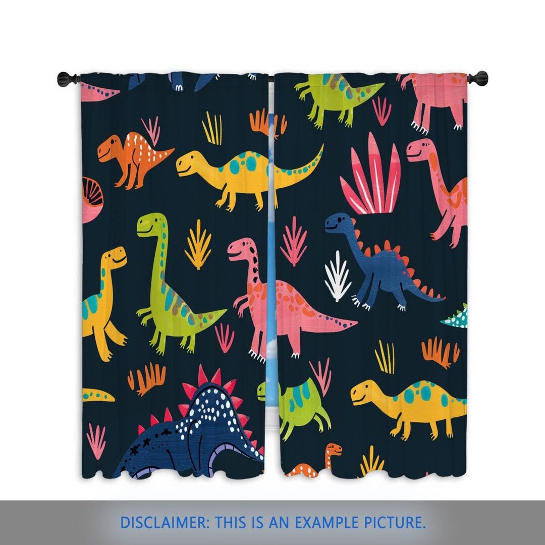 Dinosaurs Window Curtain, Animals Curtains, Prehistoric Curtain Panel ...