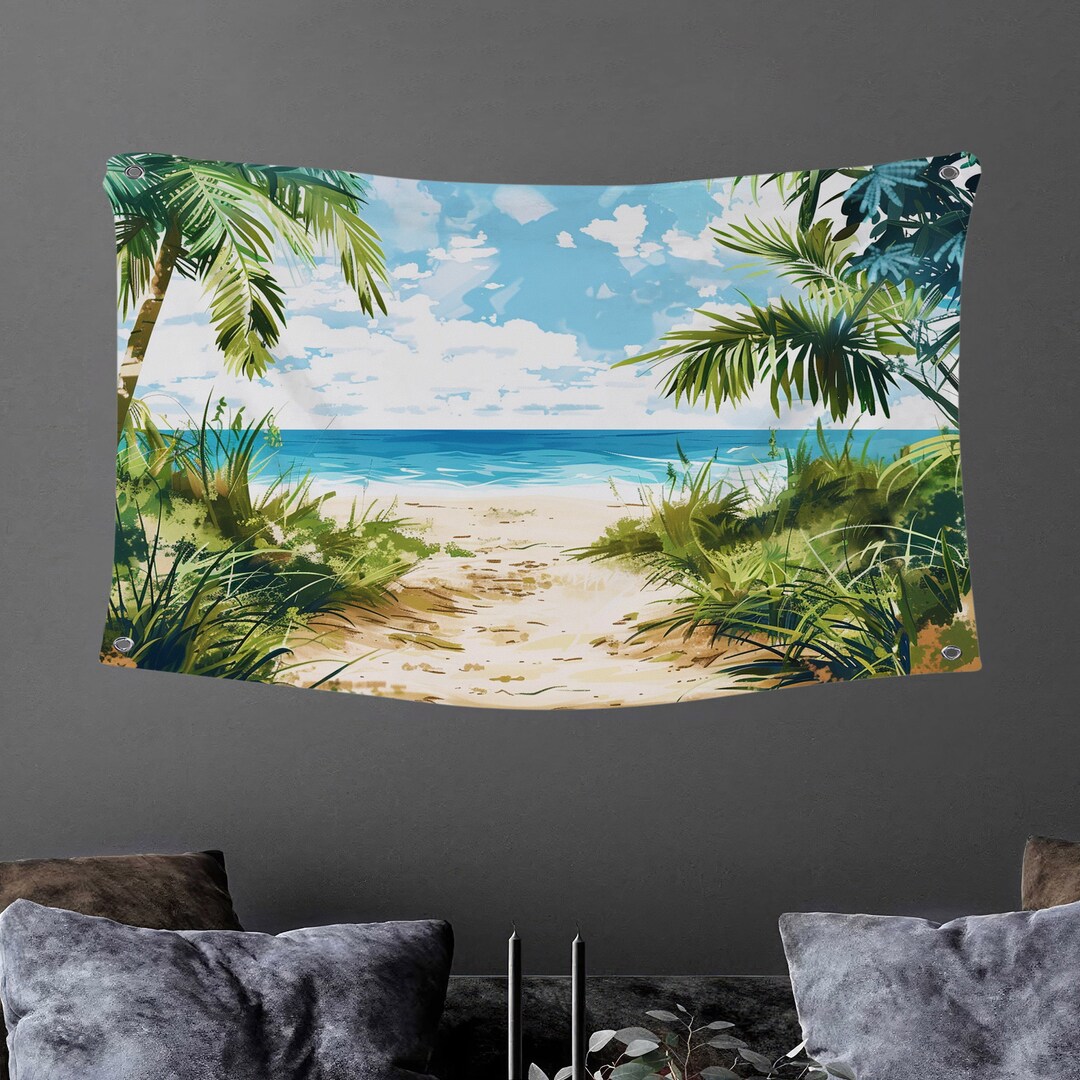 Beach Wall Art, Travel Wall Decor, Tropical Paradise Tapestry ...