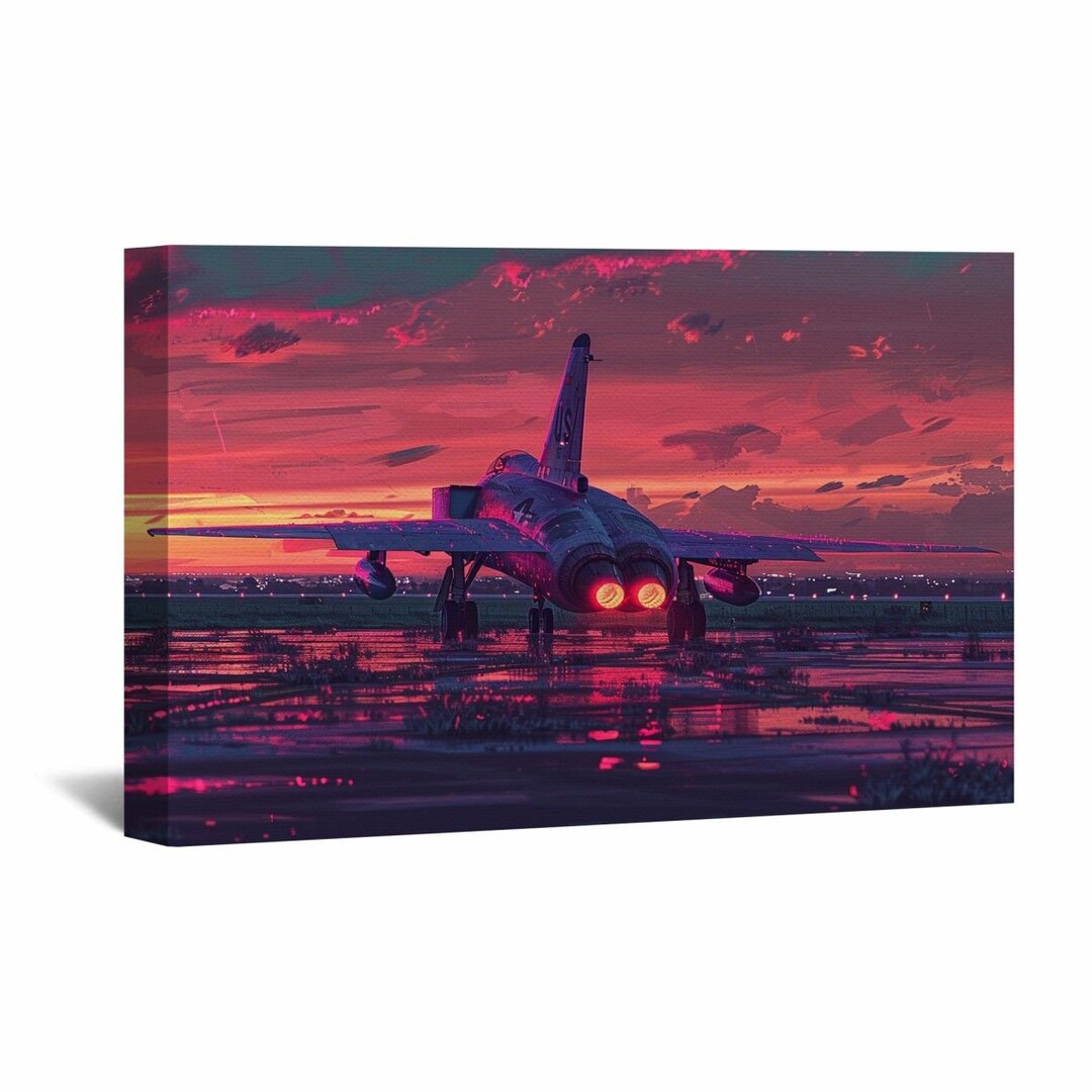 Fighter Jet Wall Art, Aviation Wall Decor, Powerful Tapestry, Neon ...