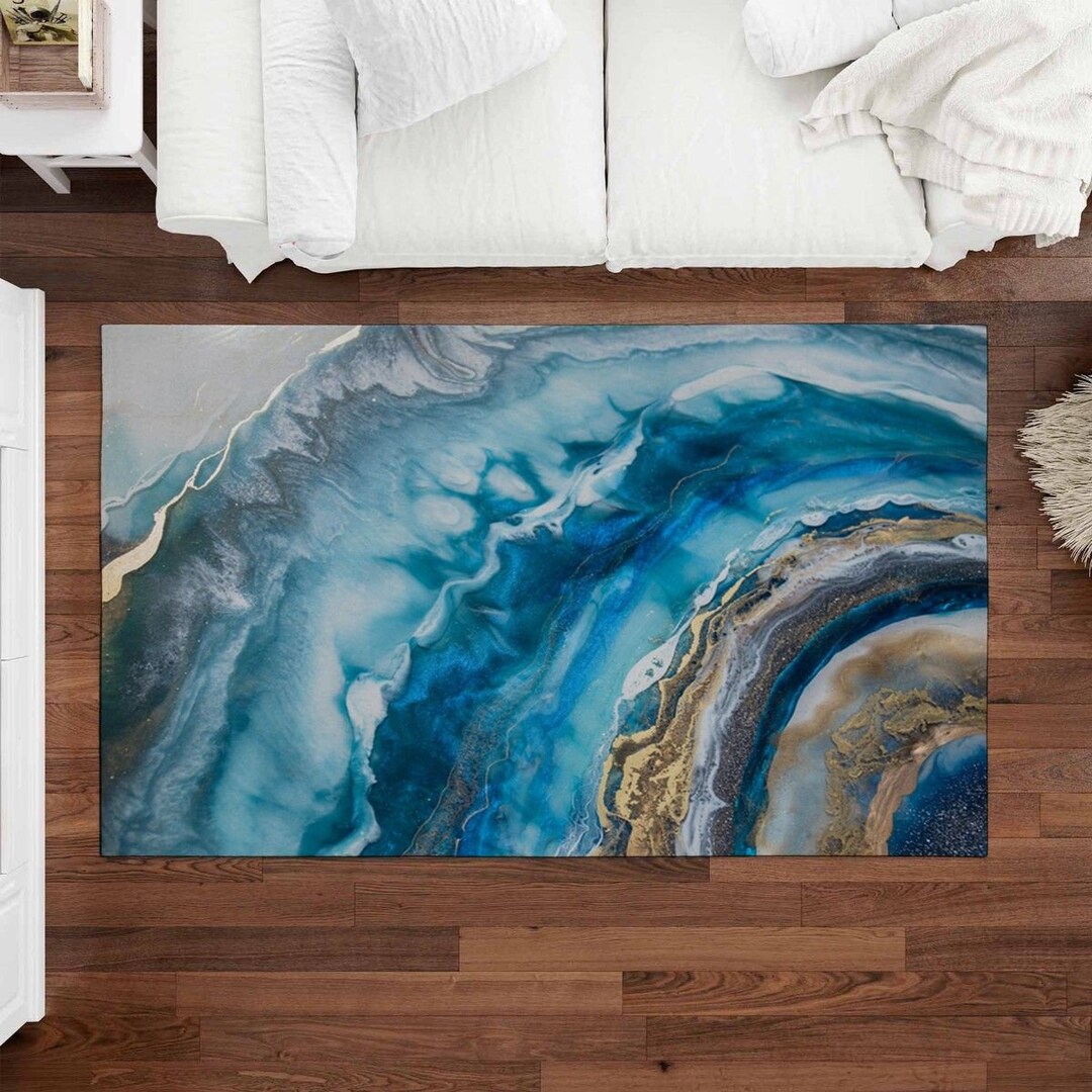 Geode in Blue and Beige Area Rugs Geode Rug Aqua Cream and off White ...