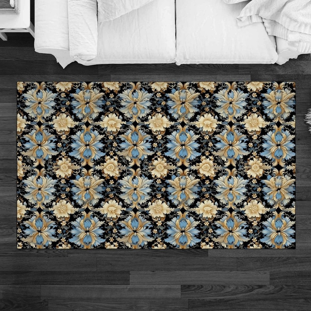 Baroque Rug Floral Rugs Victorian Area Rug Botanical Living - Etsy