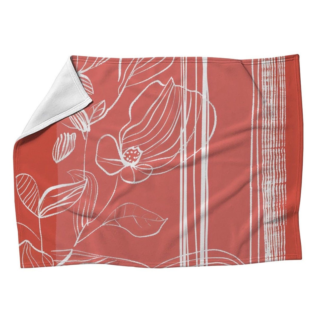 Botanical Line Art Blanket, Cool Pattern Blankets, Silhouette Detail ...
