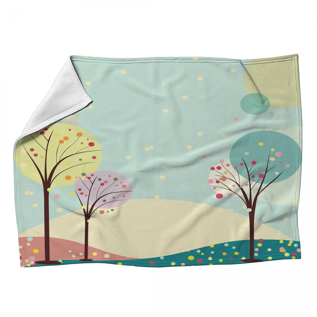 Abstract Trees Blanket, Nature Blankets, Modern Sherpa Blanket, Playful ...