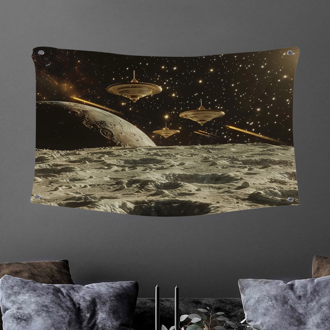 Spacecraft Invasion Wall Art, Science Fiction Wall Decor, Outer Space ...