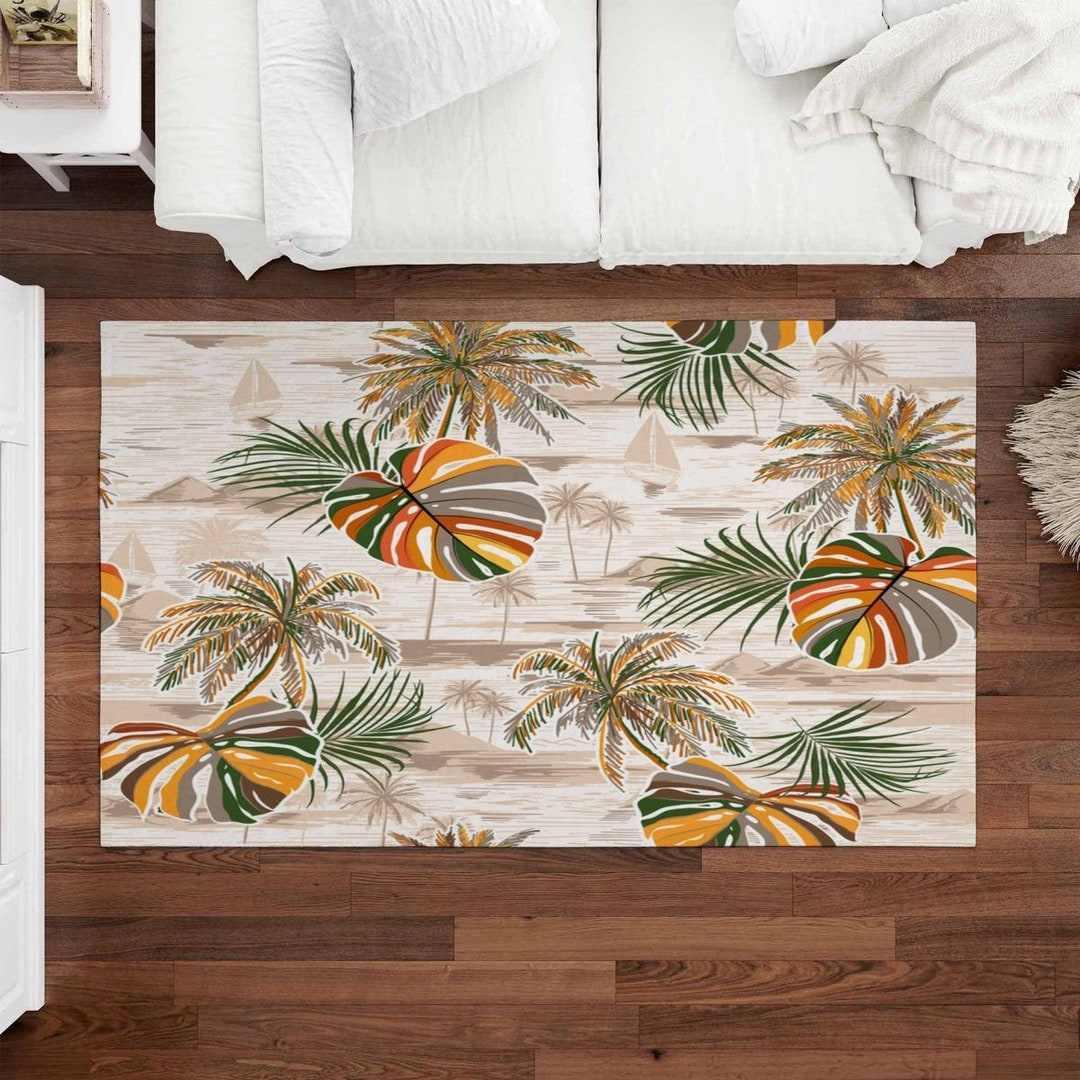 Monstera Rugs Palm Trees Floor Mats Tropical Leaves Carpets - Etsy