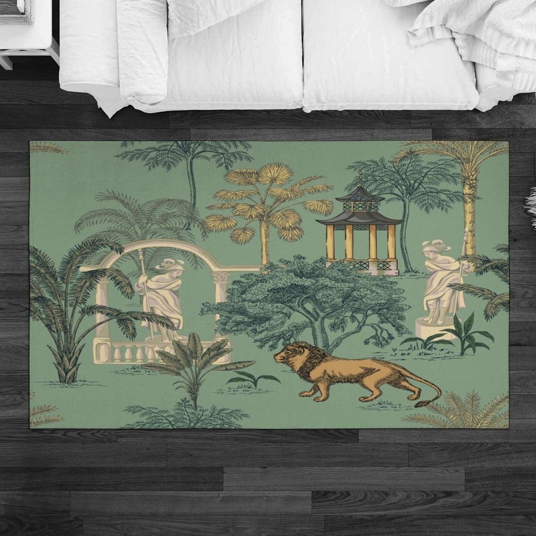 Chinoiserie Rug, Floral Rugs, Pagoda Area Rug, Botanical Living Room ...