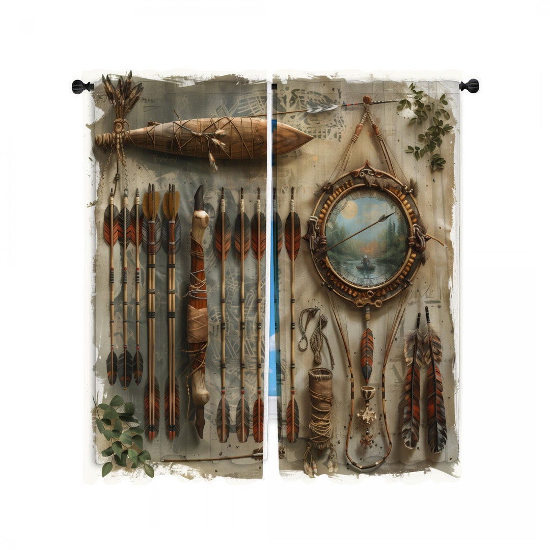 Native American Window Curtain, Historical Curtains, Rustic Curtain ...