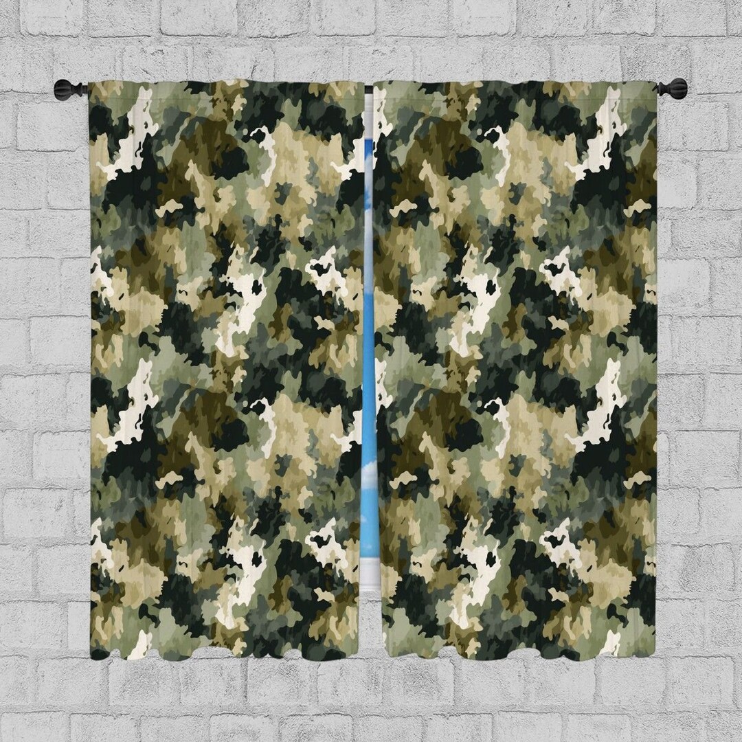 Army Window Curtain Military Curtains Green Curtain Panel Etsy