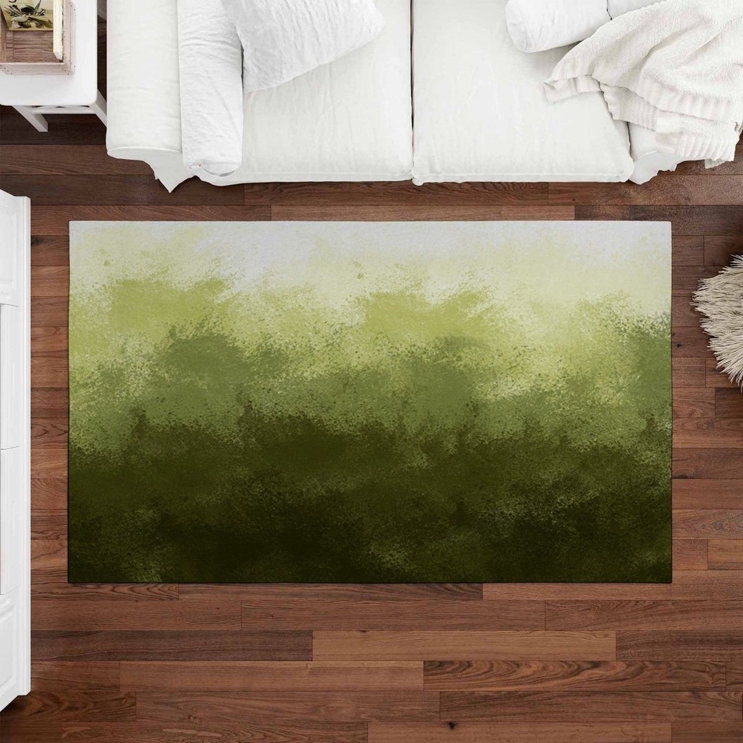 White to Green Rugs Gradient Moss Green Area Rug Grunge - Etsy