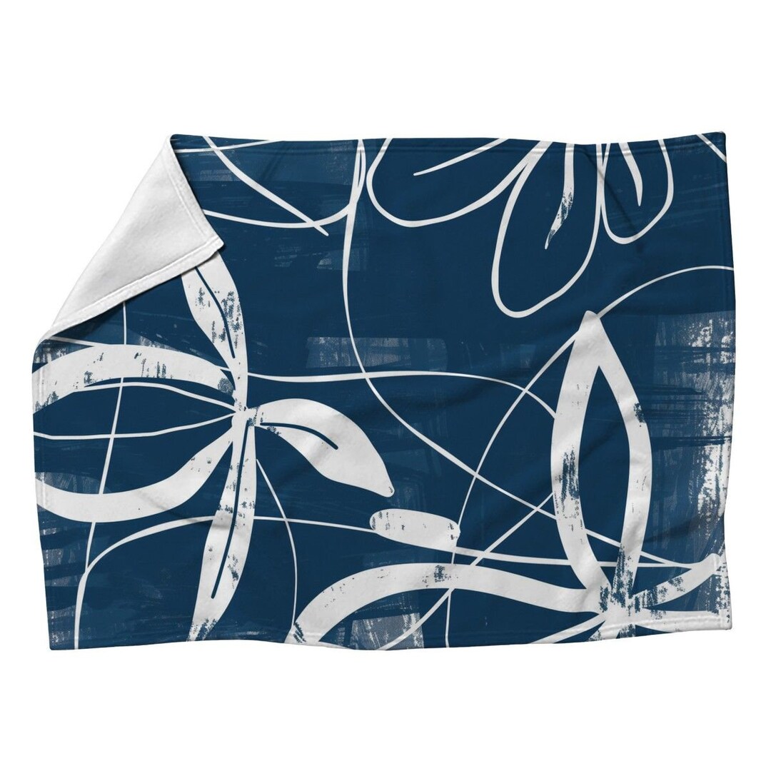 Botanical Shapes Blanket, Cool Pattern Blankets, Floral Forms Sherpa ...