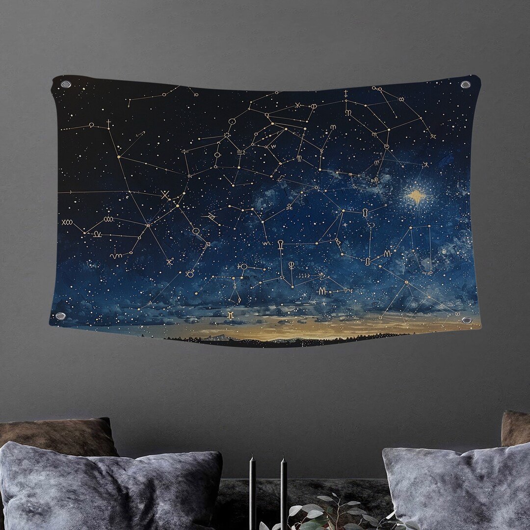 Constellations Wall Art, Astronomy Wall Decor, Night Sky Tapestry ...