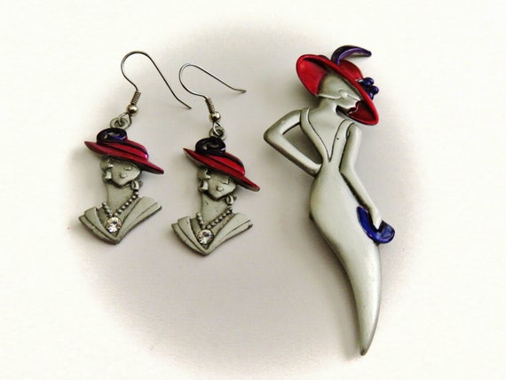 Art deco lady brooch store