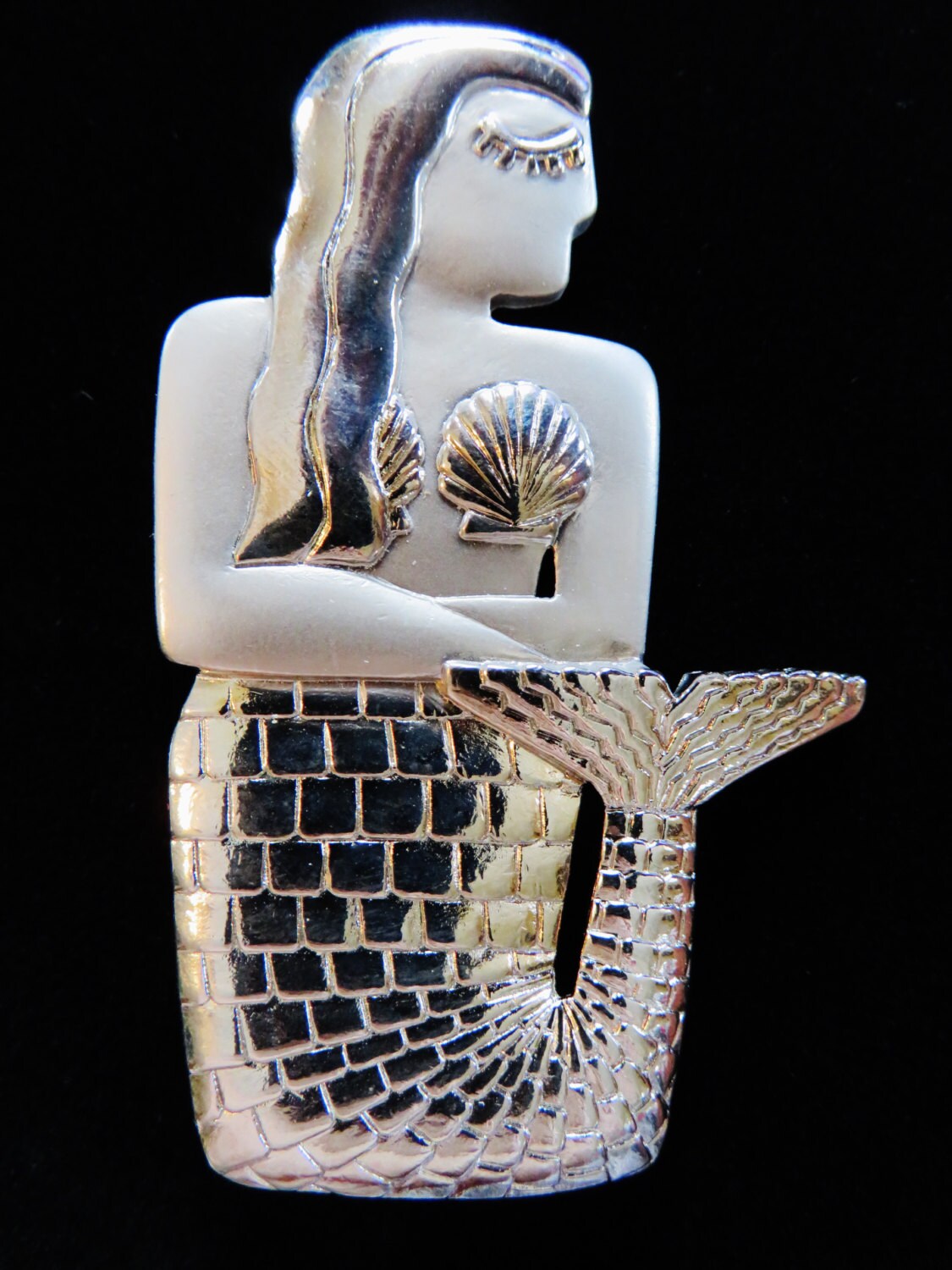 JJ Jonette Silver Pewter Large Mermaid Brooch Pin - Etsy