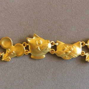 AJC Gold Tone Cat and Mouse Linked Bracelet - Etsy
