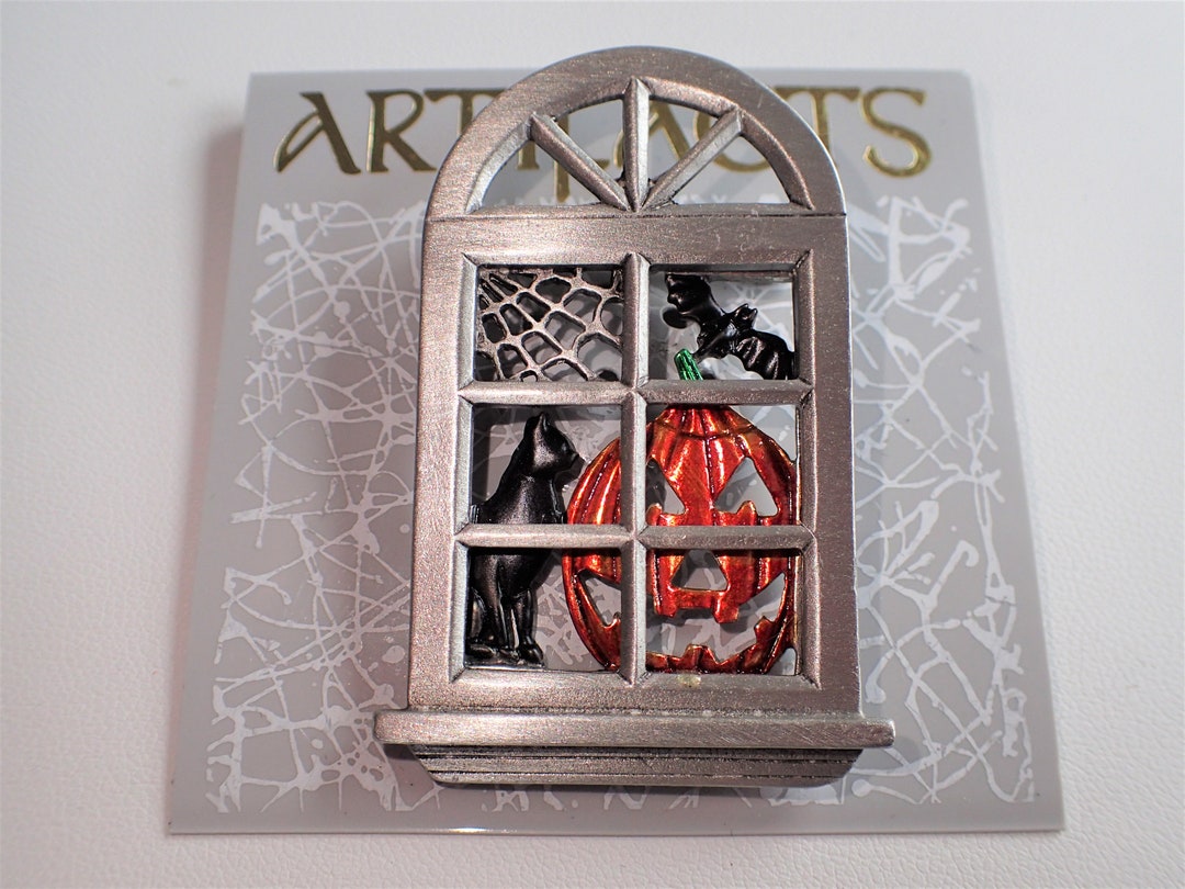JJ Jonette Halloween Black Cat in Window Brooch - Etsy
