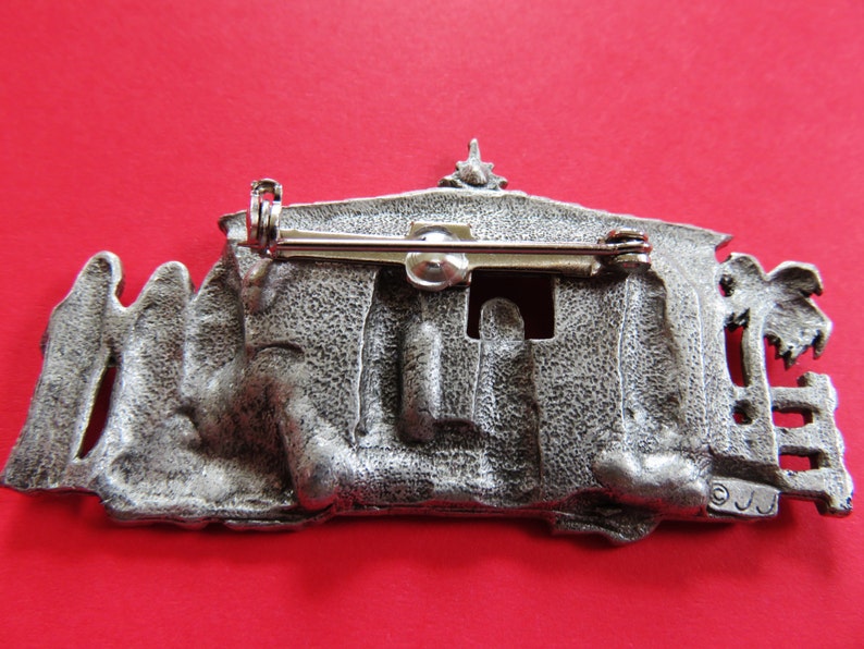 JJ Jonette Silver Nativity Scene Christmas Brooch Pin - Etsy