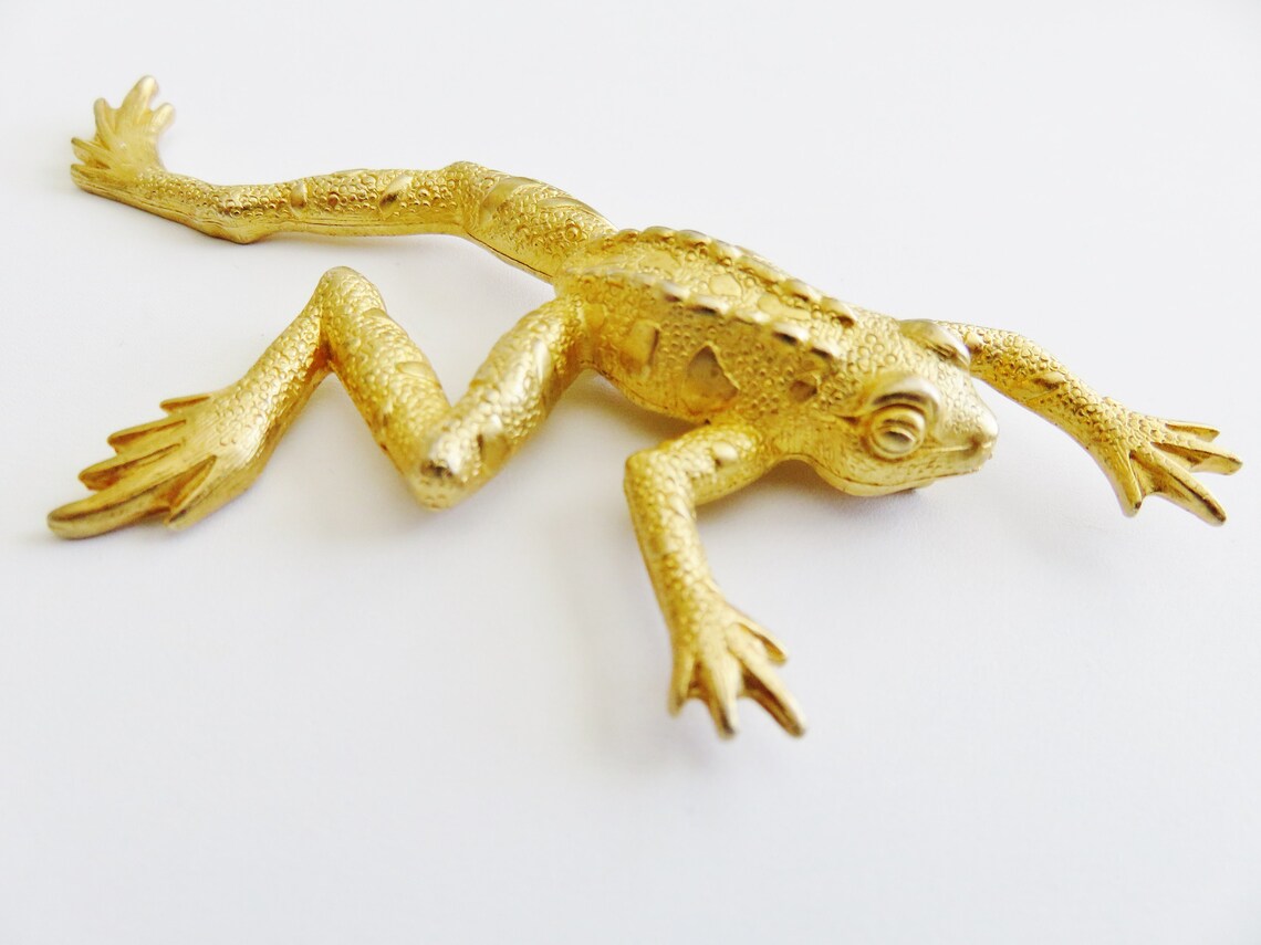 Large Goldtone JJ Jonette Climbing Frog Brooch Pin - Etsy