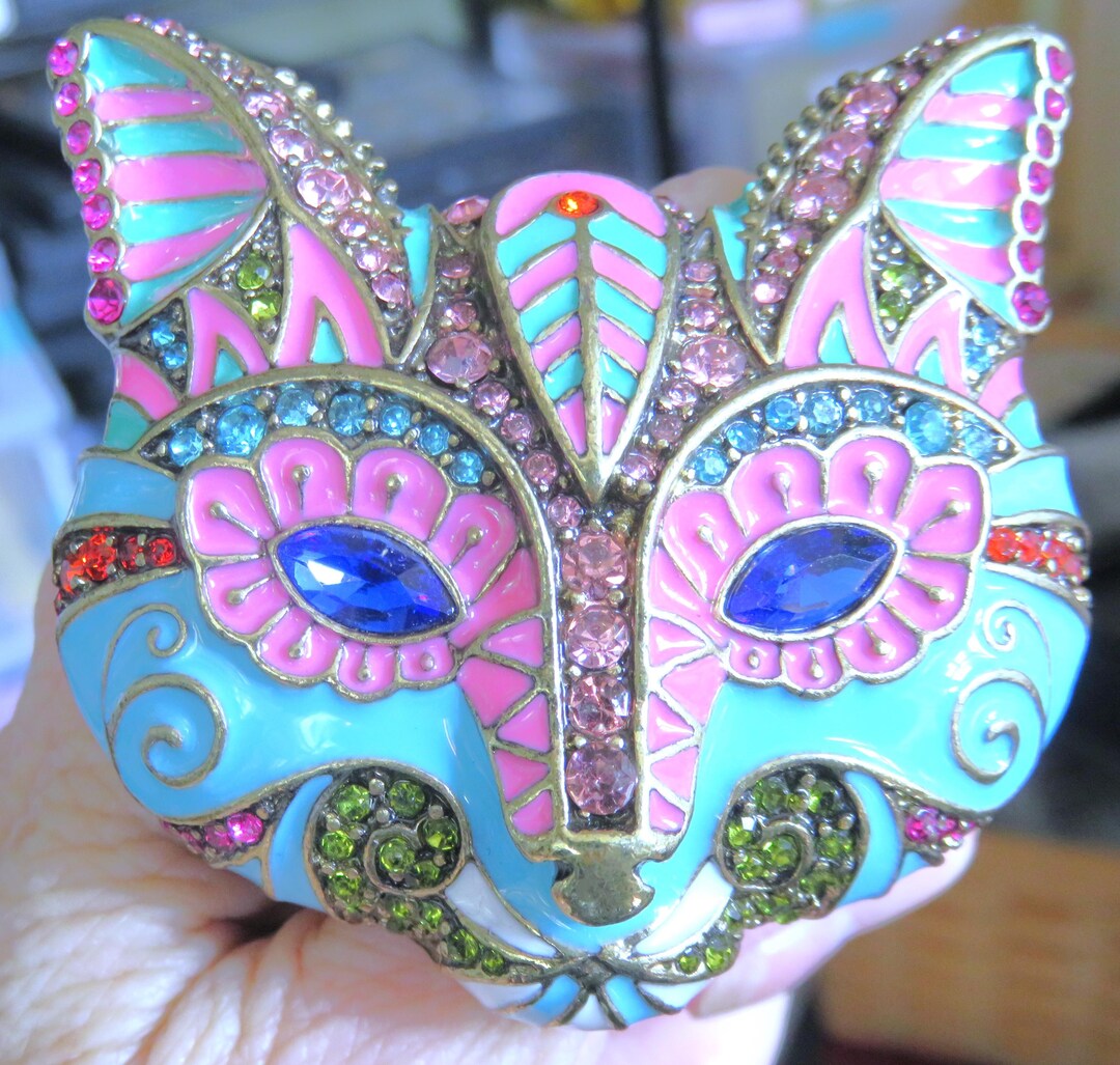 Heidi Daus Magnificent Cat Face Brooch - Etsy