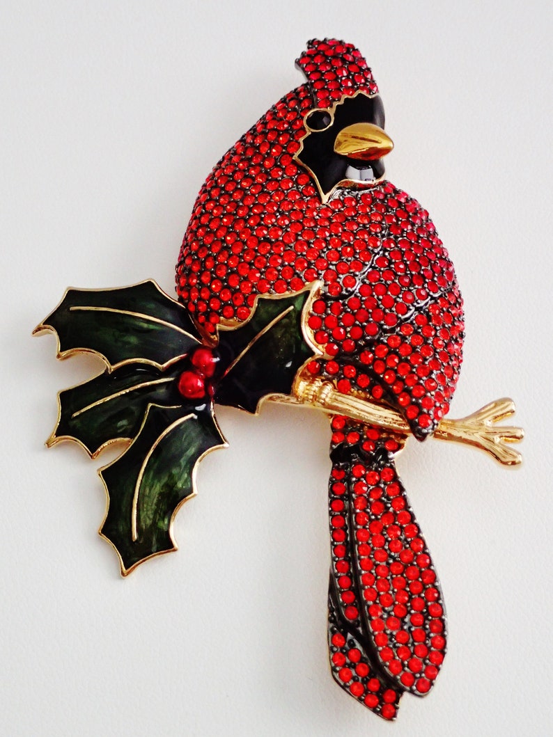 Joan Rivers Magnificent Cardinal Bird on Branch Brooch Pin - Etsy