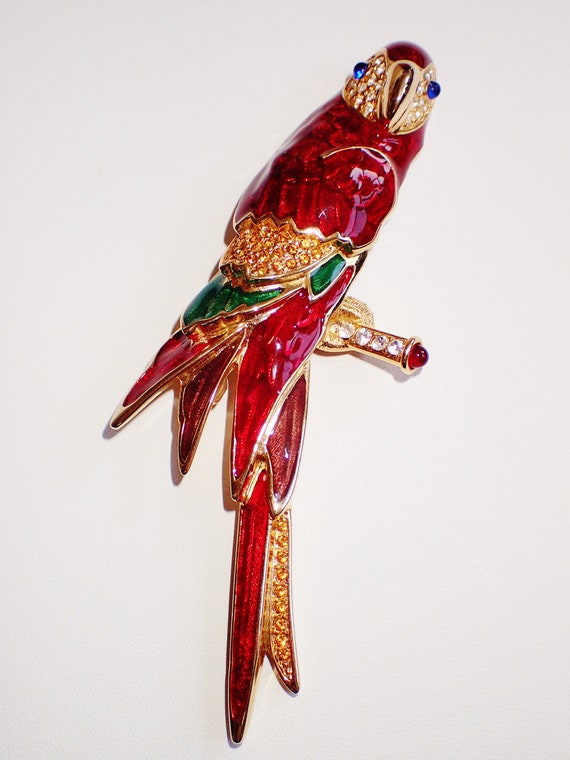 Large Bob Mackie Mccaw Parrot Brooch Pin | Etsy