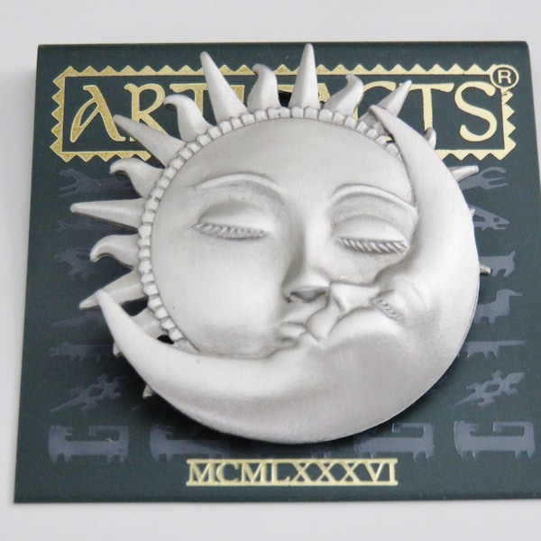 Silver Moon Brooch - Etsy