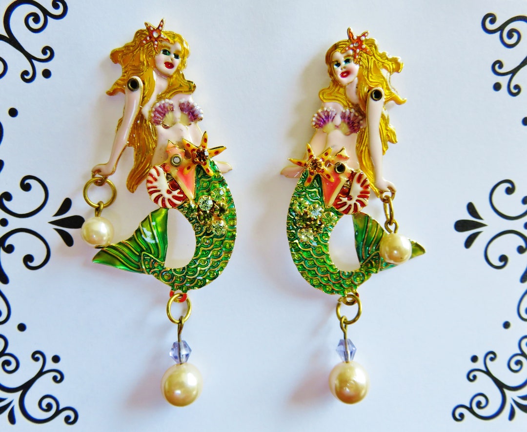 Never Worn/lunch at the Ritz 2GO Mermaid Post Earrings - Etsy