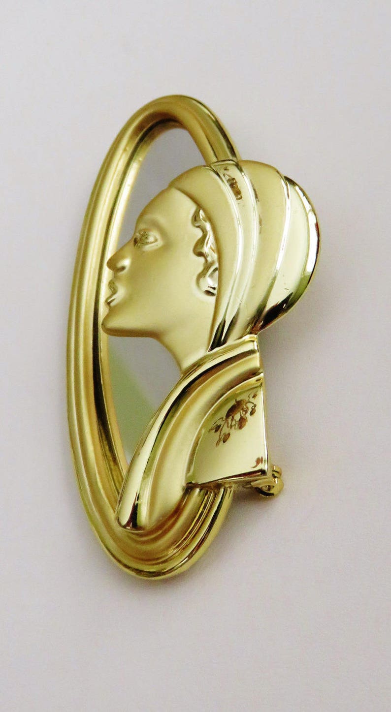 AJC Art Deco Woman In Mirror Brooch Pin/ Rare/HTF | Etsy