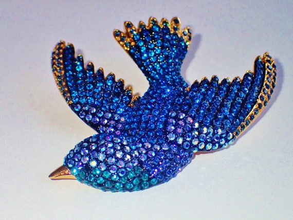 Joan Rivers Stunning Bluebird of Happiness Brooch Pin | Etsy