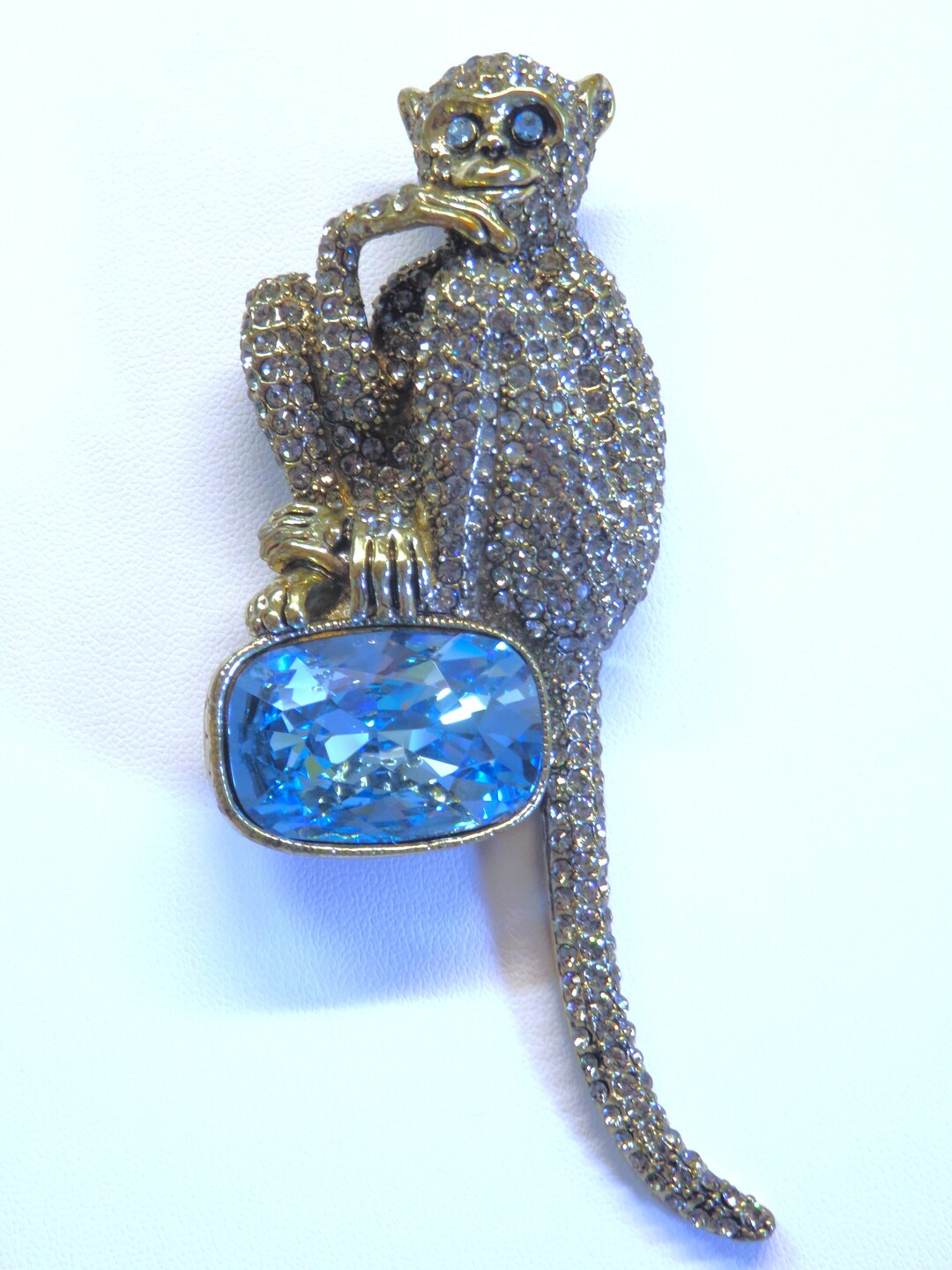 Designer Heidi Daus the Thinker Monkey Brooch - Etsy