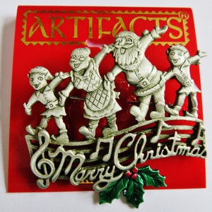 JJ Jonette Silver Pewter Santa, Mrs. Claus, and Elves Sing Merry ...