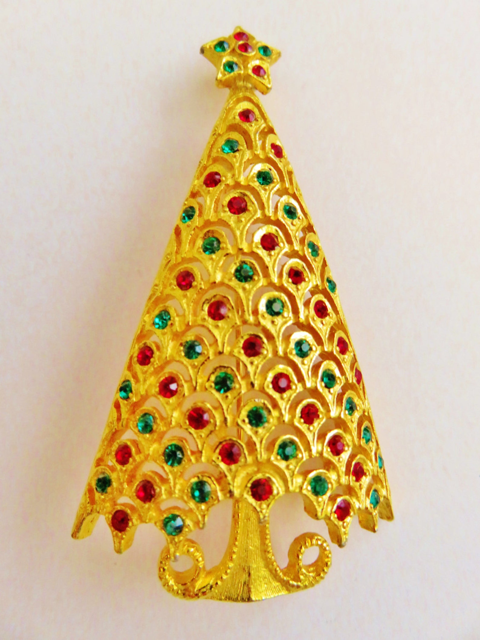 Stunning Vintage Gold Tone Mylu Christmas Tree Brooch With - Etsy