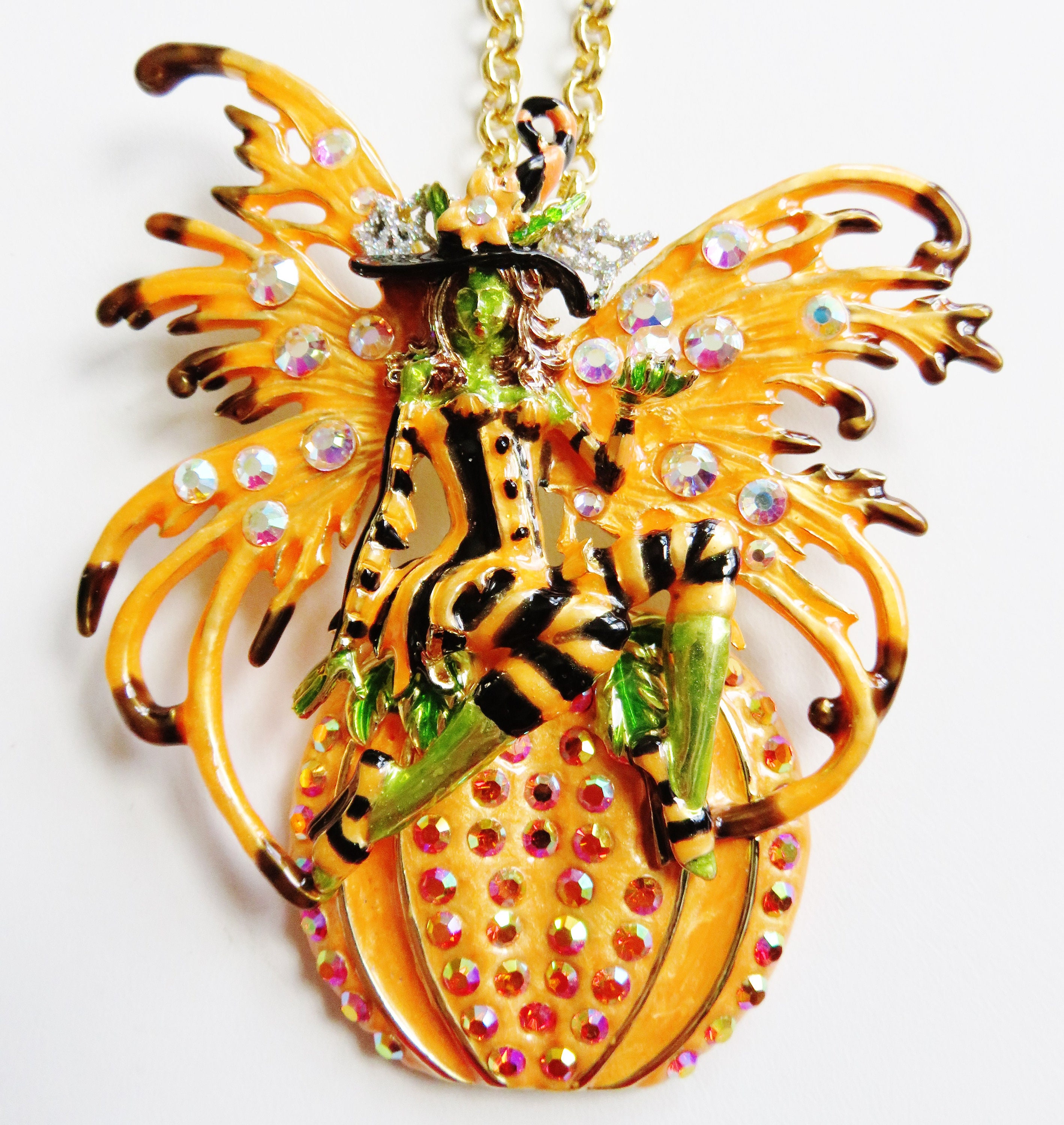 Kirks Folly Gold Tone Circe Fairy Magic Pumpkin Brooch/ | Etsy