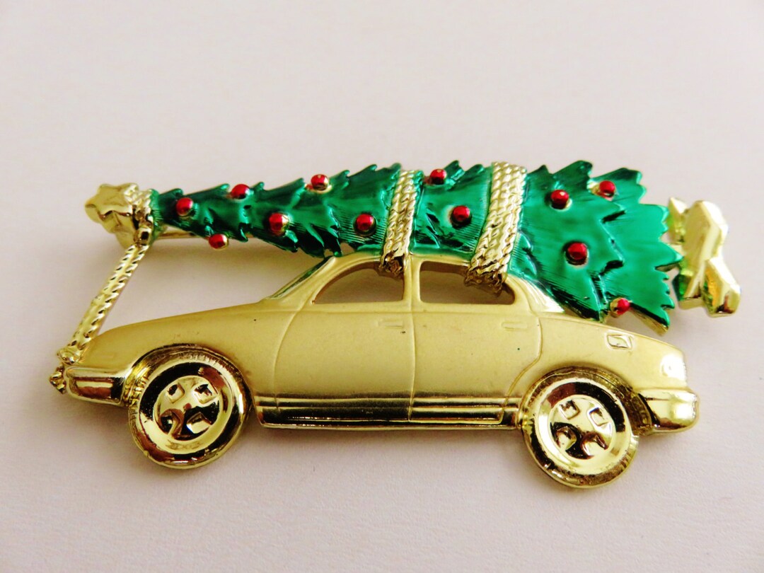 Scarce AJC Retro Car With Christmas Tree on Roof Brooch Pin - Etsy