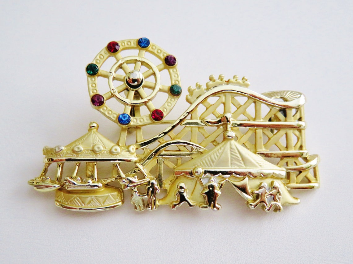 Rare AJC Circus Brooch With Articulating Ferris Wheel With | Etsy