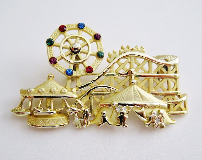 Rare AJC Circus Brooch With Articulating Ferris Wheel With Multi ...