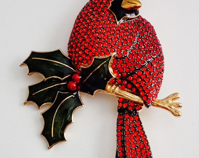 Joan Rivers Magnificent Cardinal Bird on Branch Brooch Pin - Etsy