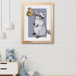 Printable Wall Art, Raccoon Digital Print, Forest and Woodland Animals ...