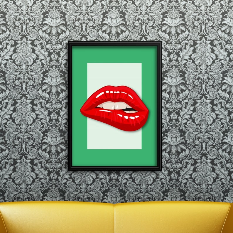 Printable Red Lips Wall Art, Retro Pop Art, Large Digital Print - Etsy
