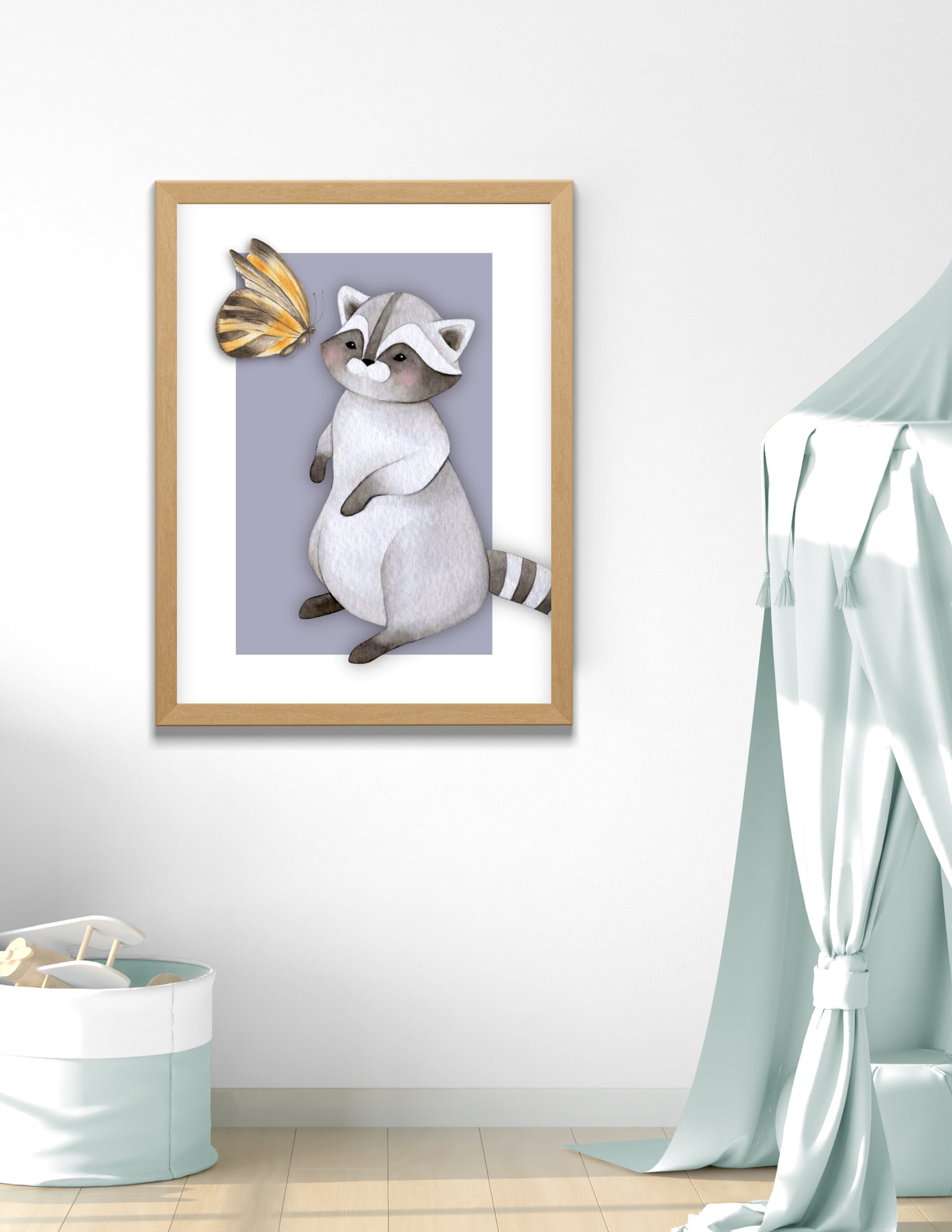 Printable Wall Art, Raccoon Digital Print, Forest and Woodland Animals ...