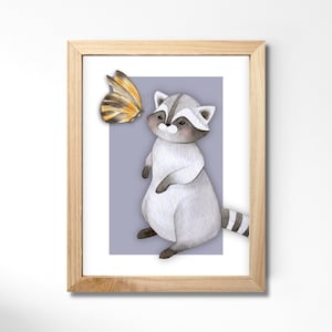 Printable Wall Art, Raccoon Digital Print, Forest and Woodland Animals ...