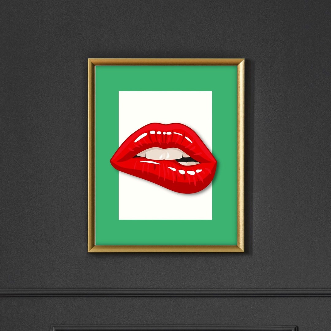 Printable Red Lips Wall Art, Retro Pop Art, Large Digital Print - Etsy