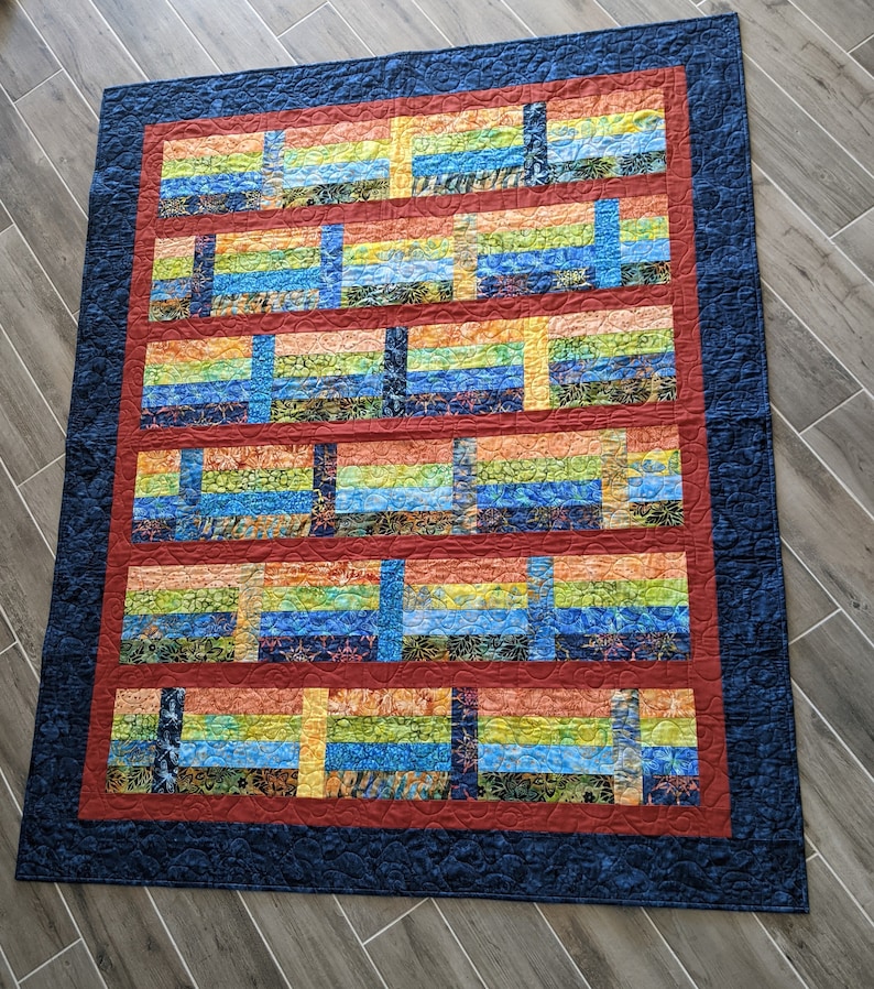 QUILTED THROW Large Throw Contemporary Quilt Handmade - Etsy