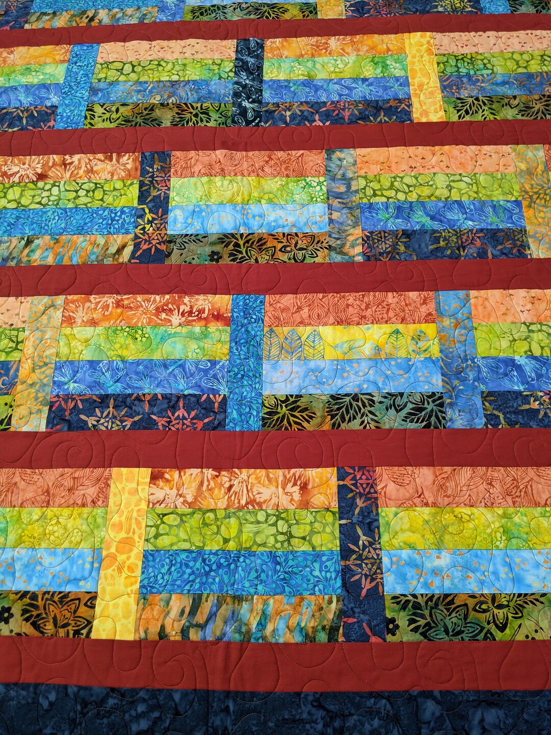 QUILTED THROW, Large Throw, Contemporary Quilt, Handmade Quilt, Home ...