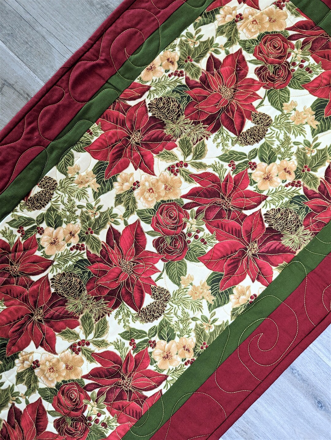 HOLIDAY TABLE RUNNER, Handmade Table Decor, Quilted Table Runner ...