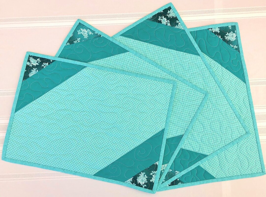 TEAL SET Includes 4 Placemats and 1 Matching Table Runner, Handmade ...