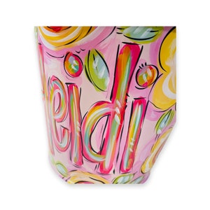 Pink Painted Easter Pail, Painted Floral Easter Bucket, Personalized ...